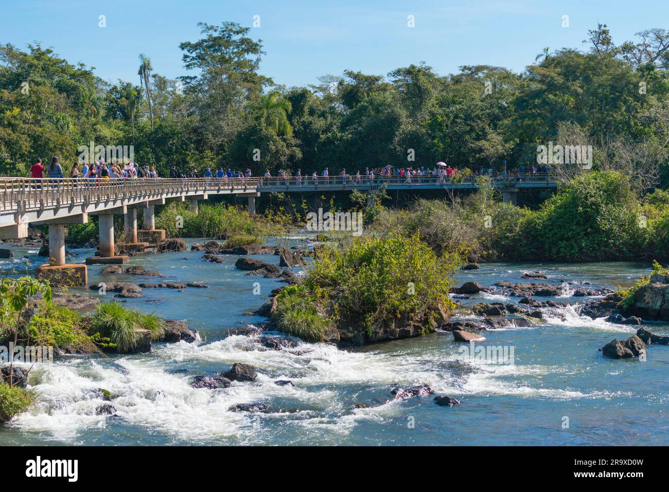 Bridge above the falls, Upper Circuit, Upper Way, Tourists, Cataratas ...