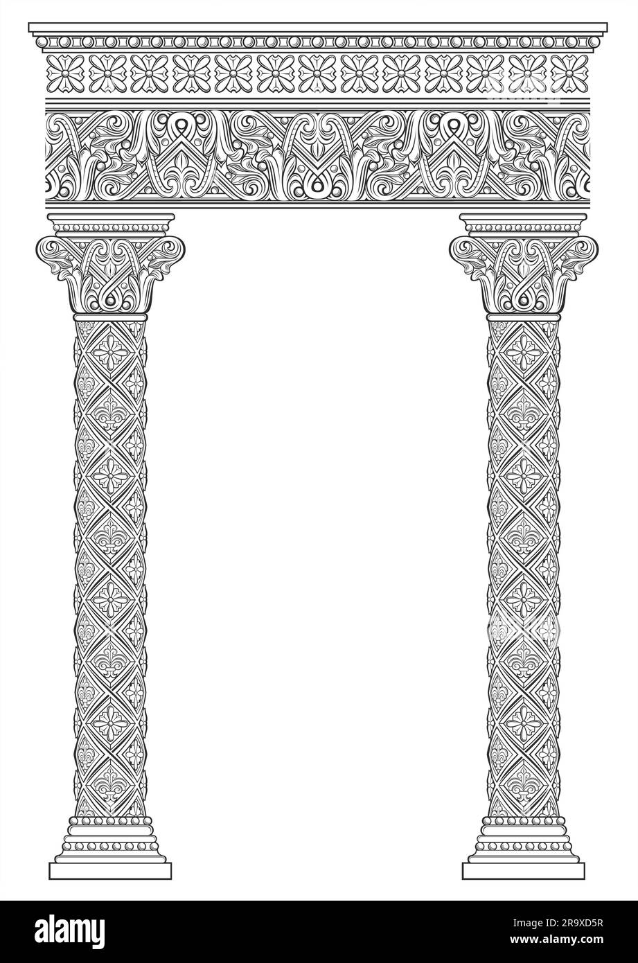 Vector. Texture of venetian gothic architectural arch or gallery Stock ...