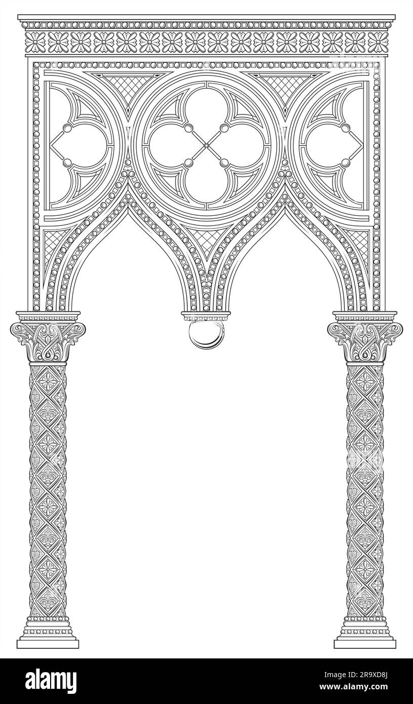 Vector. Texture of venetian gothic architectural arch or gallery Stock ...
