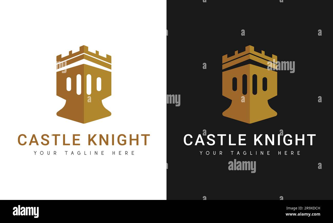 Golden Castle knight with shield logo design Castle Knight Logotype ...