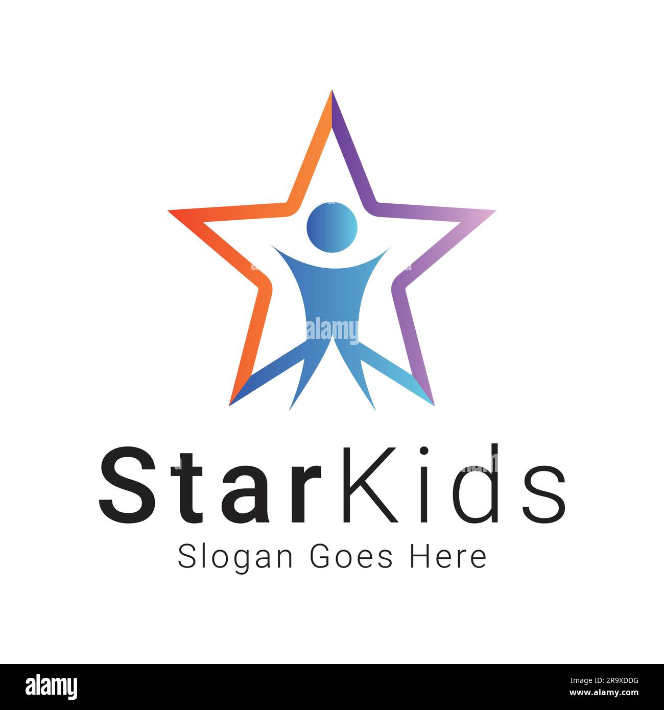 Star Kids Reach Star Logo Design 3D Reaching Dream Star Logo Stock ...
