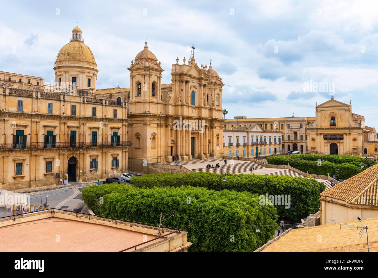 View of Saint Nicholas of Myra Cathedral, in Noto in Sicily, Italy. Its ...