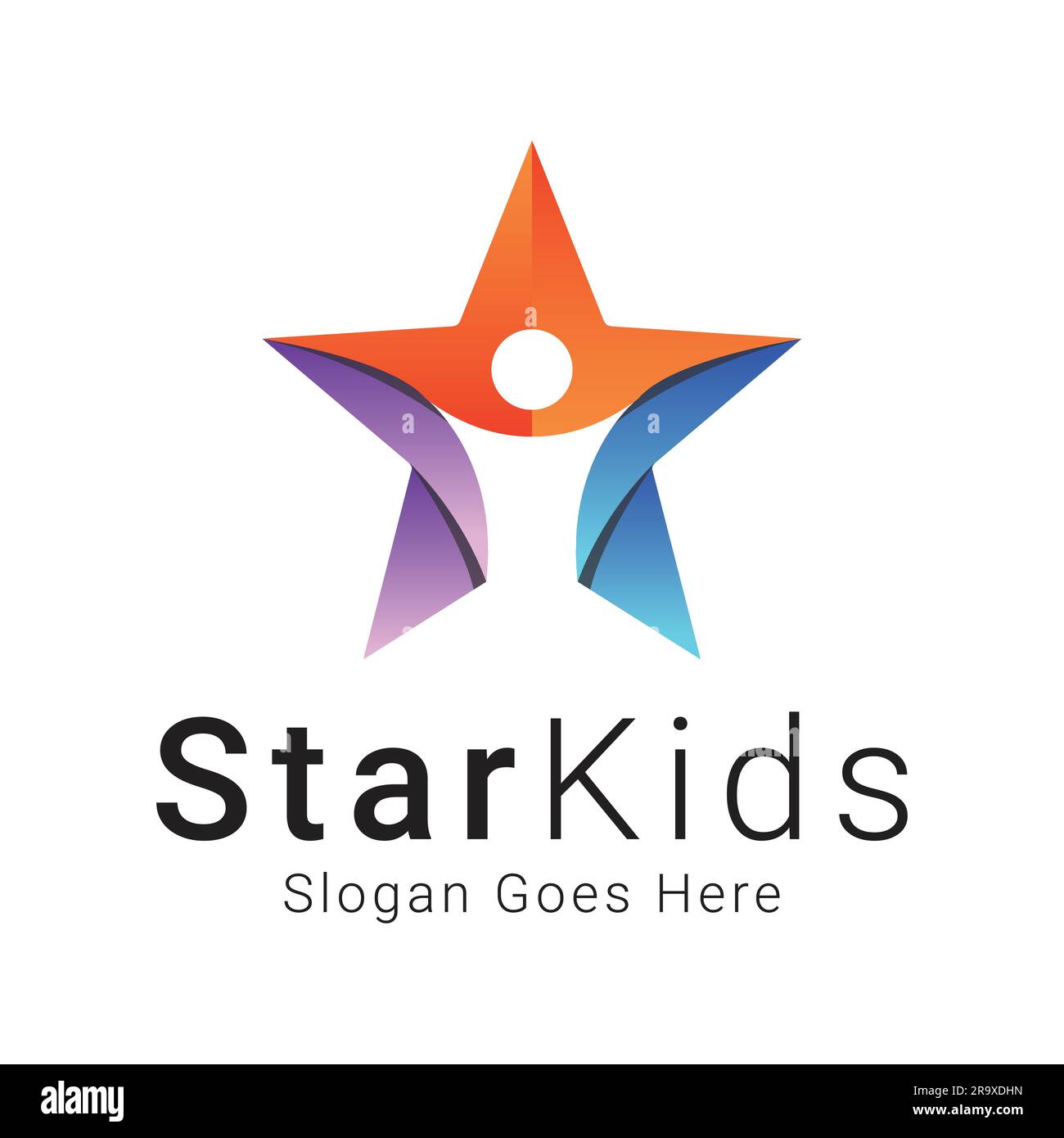 Star Kids Reach Star Logo Design 3D Reaching Dream Star Logo Stock ...