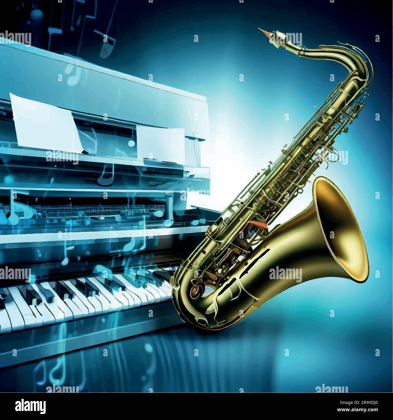 golden saxophone logo illustration on white screen Stock Vector Image ...