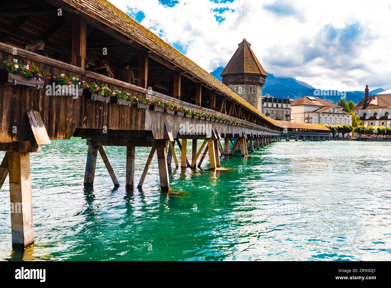 Lucerne's famous covered timber bridge, the Kapellbrücke (Chapel Bridge ...