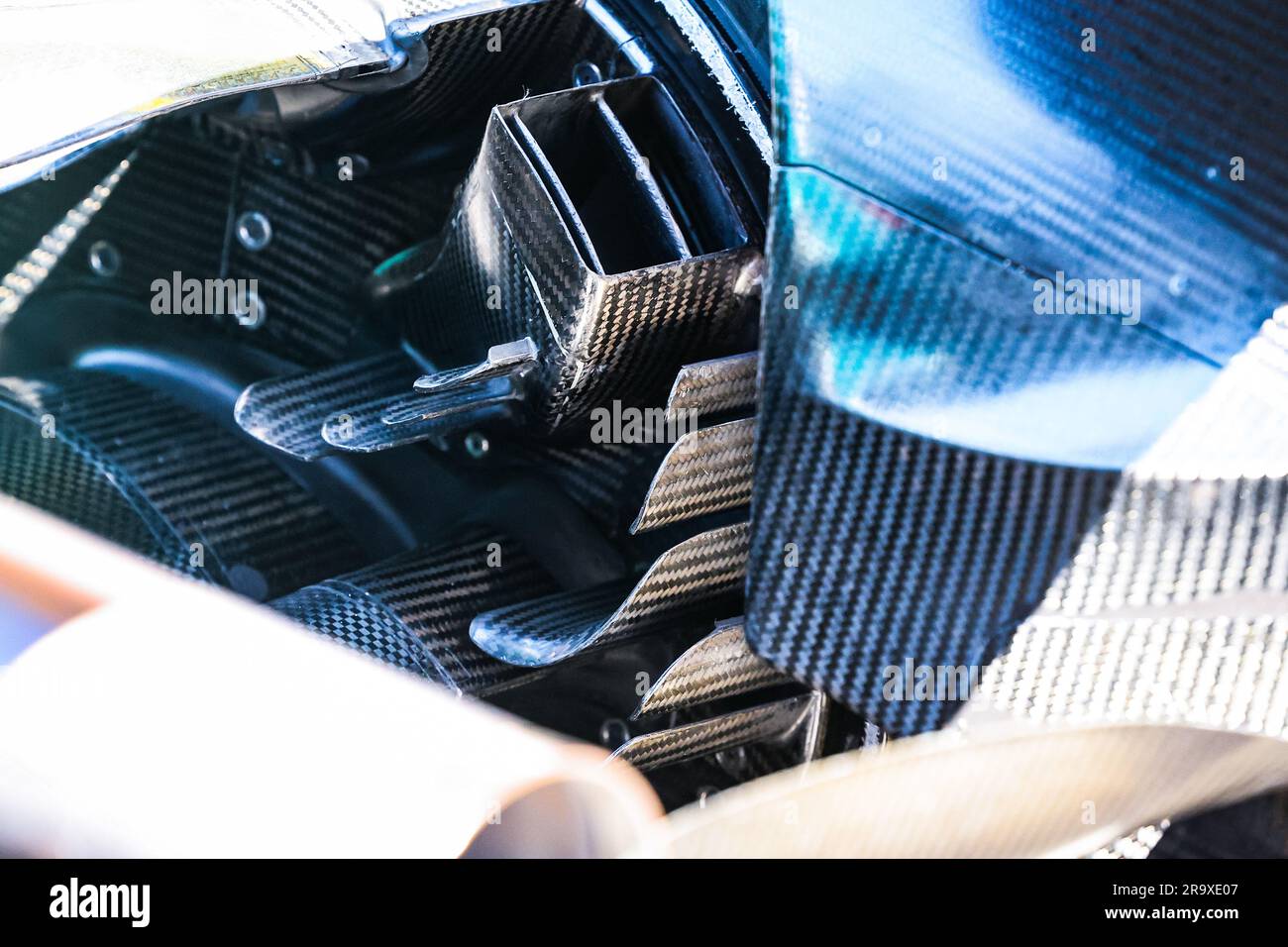 Aston Martin F1 Team AMR23, mechanical detail of rear brake duct and ...