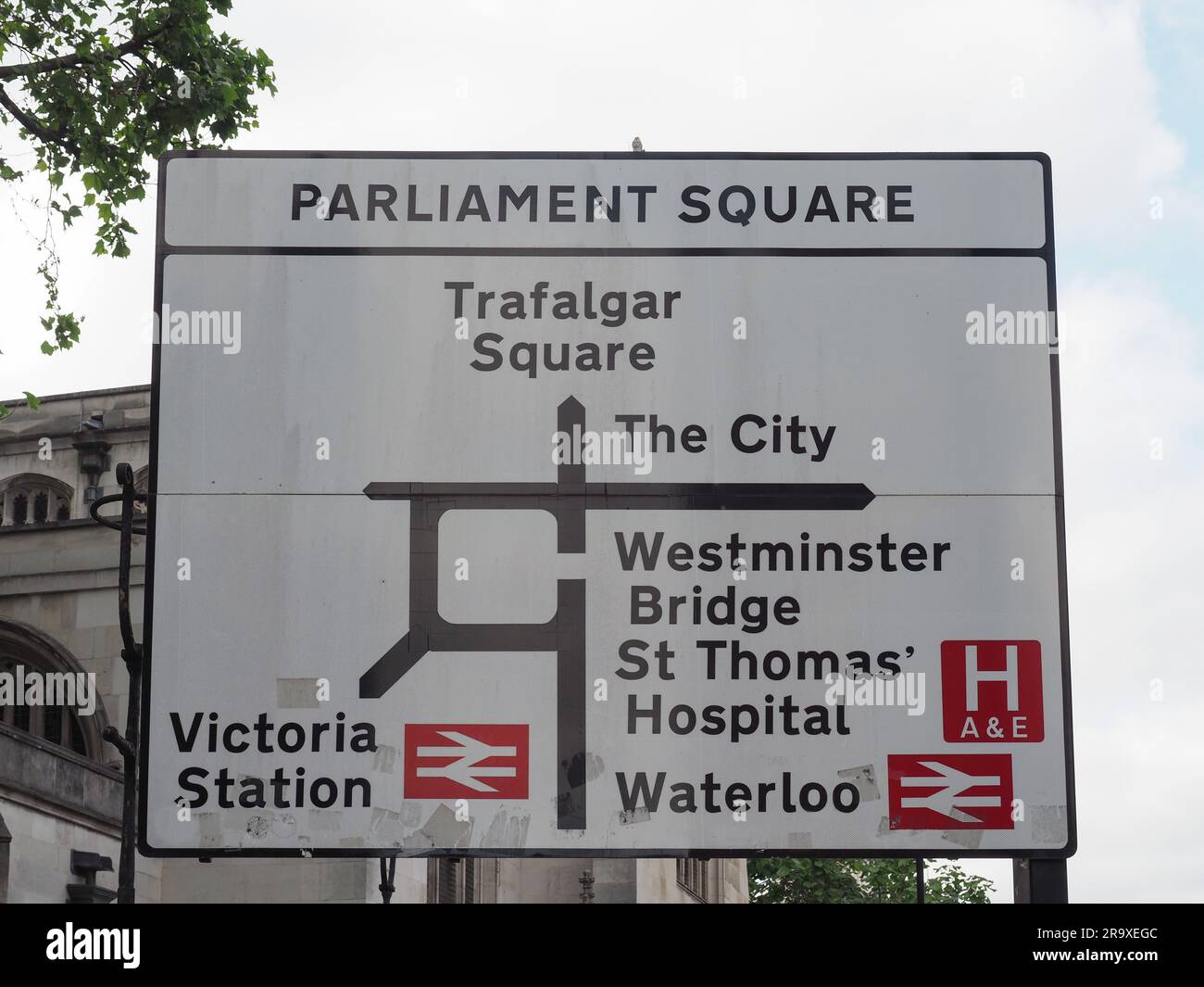 Parliament square traffic plan sign with Trafalgar Square, The City ...