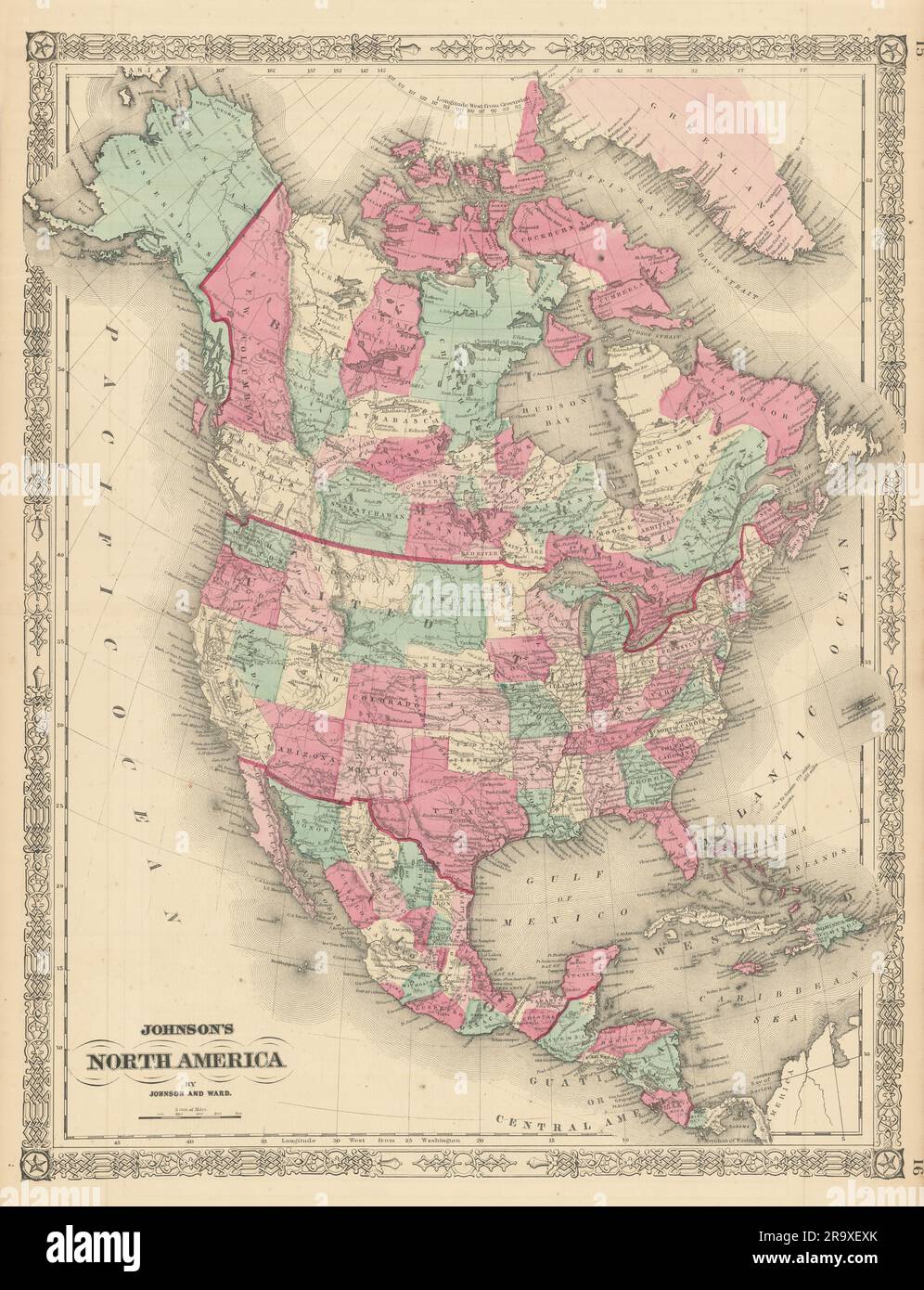 Johnson's North America. Russian Alaska Wyoming within Dakota Territory ...