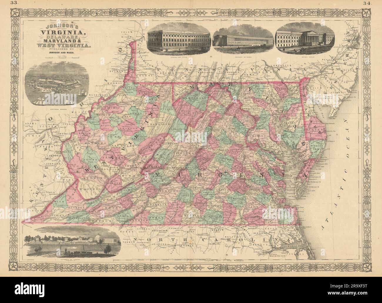 Johnson's Virginia, Delaware, Maryland & West Virginia. Counties 1866 ...