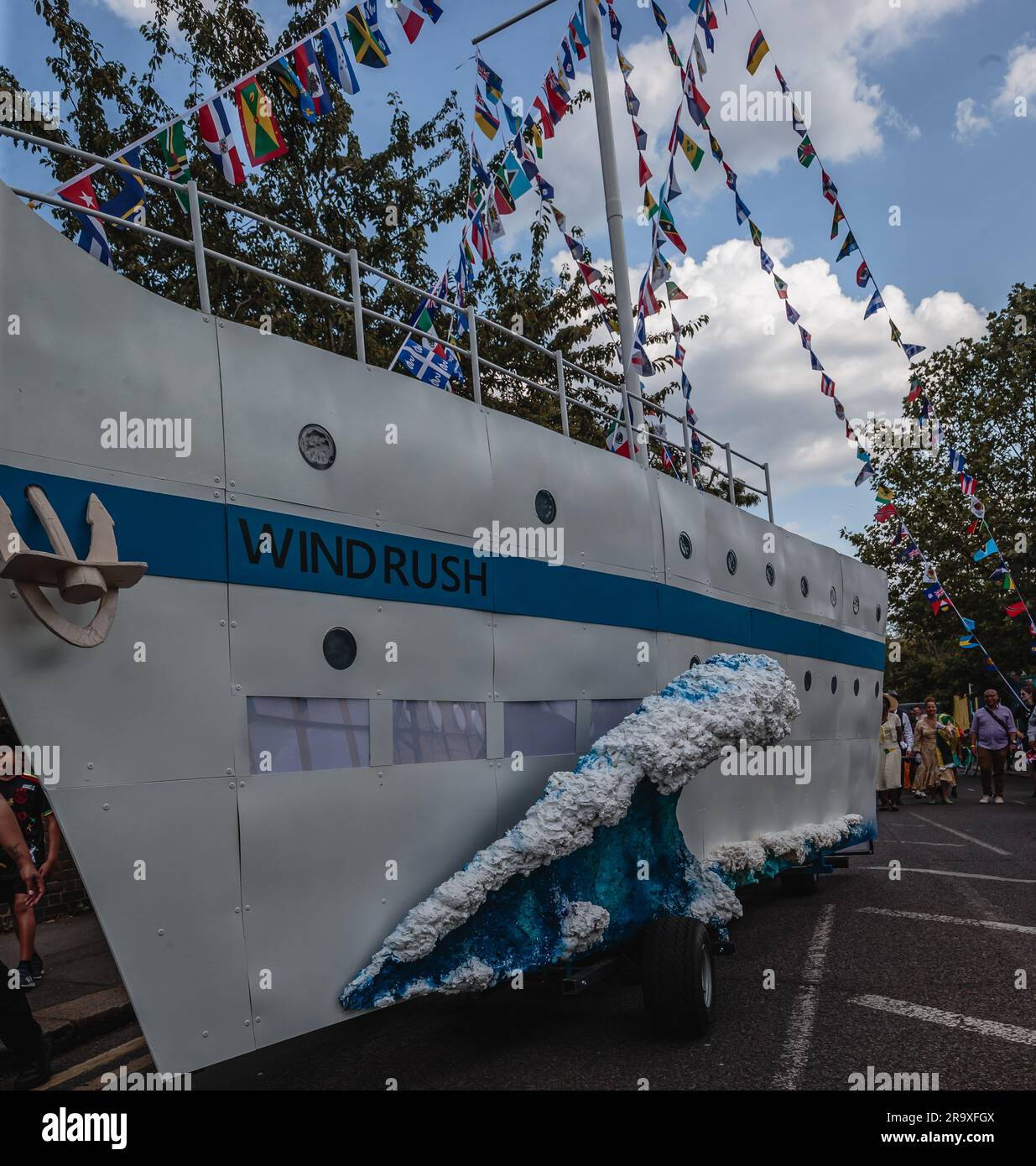 The procession in London commemorating Windrush 75 in Brixton Stock ...
