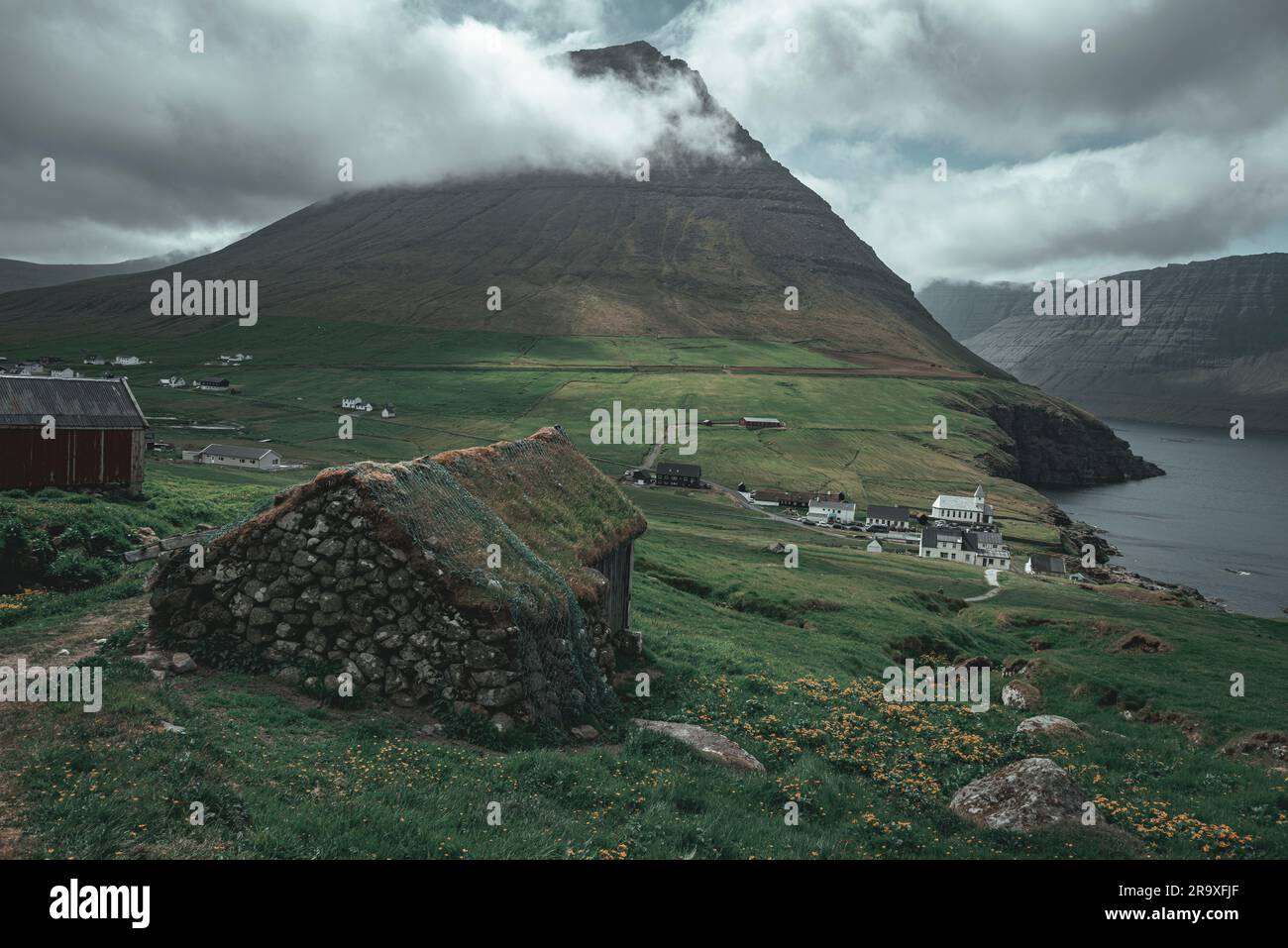 A breathtaking view of the stunning landscape of the Faroe Islands ...