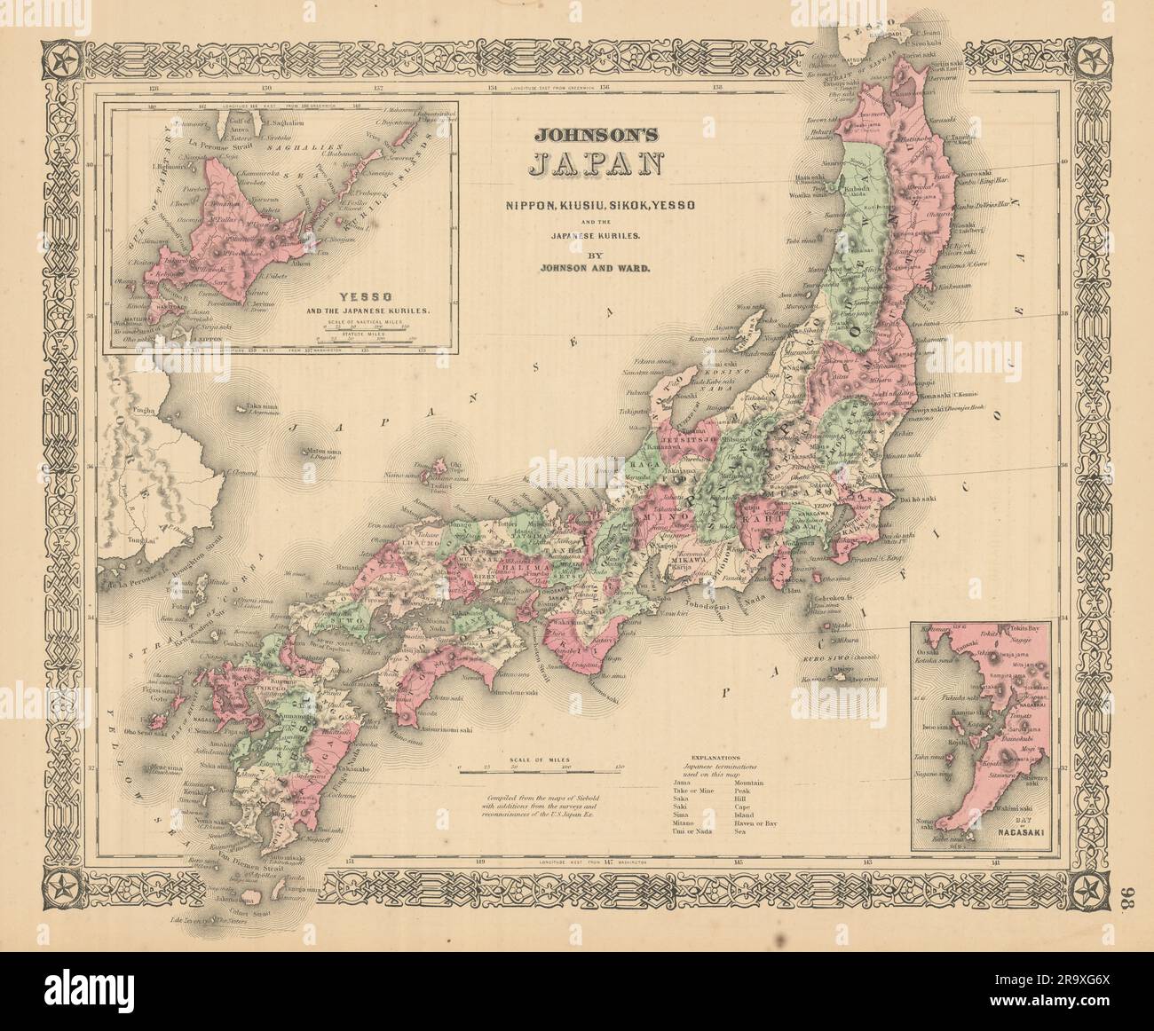 Johnson's Japan, Nippon, Kiusiu, Sikok, Yesso & Kuriles. Nagasaki Bay ...