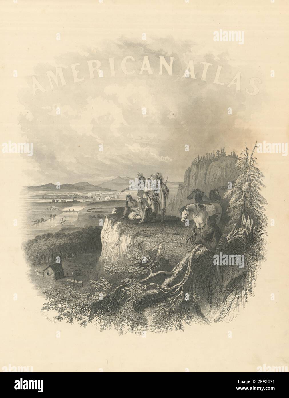 Johnson's Family Atlas title page. "American Atlas". Native Indians ...