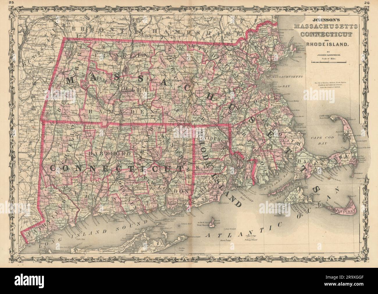 Johnson's Massachusetts, Connecticut & Rhode Island. New England 1861 ...