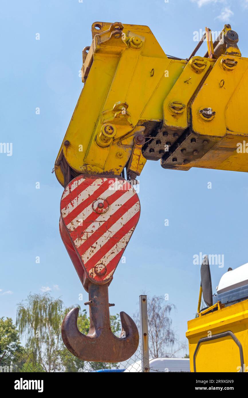Double Hook Hoist Device at Mobile Crane Vehicle Stock Photo - Alamy