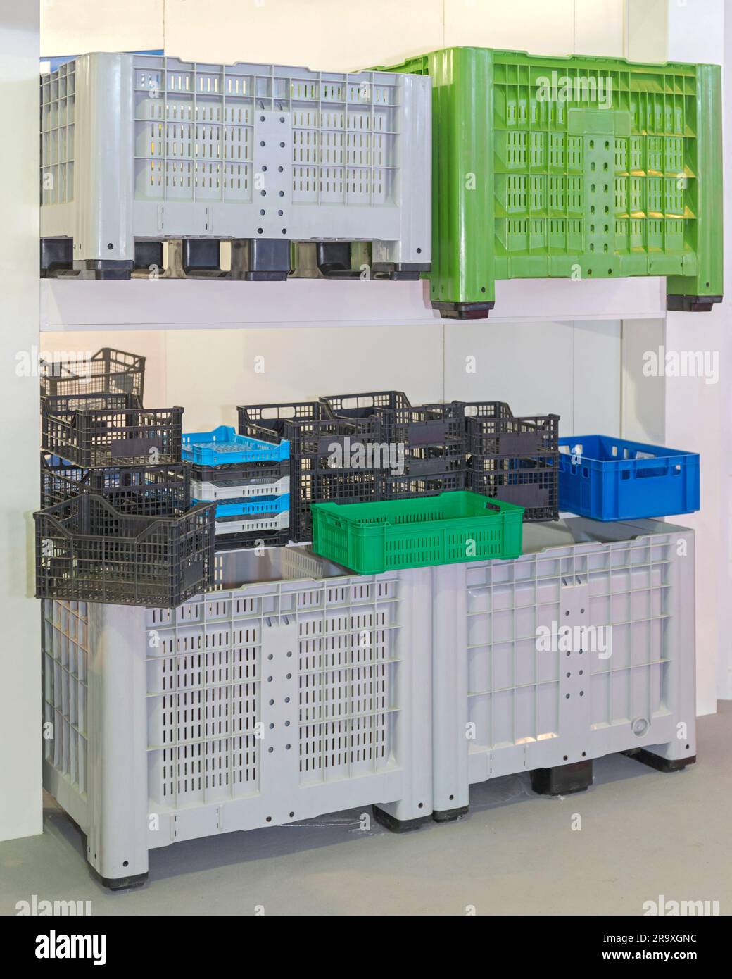 New Plastic Crates and Pallets for Farm Produce Stock Photo - Alamy
