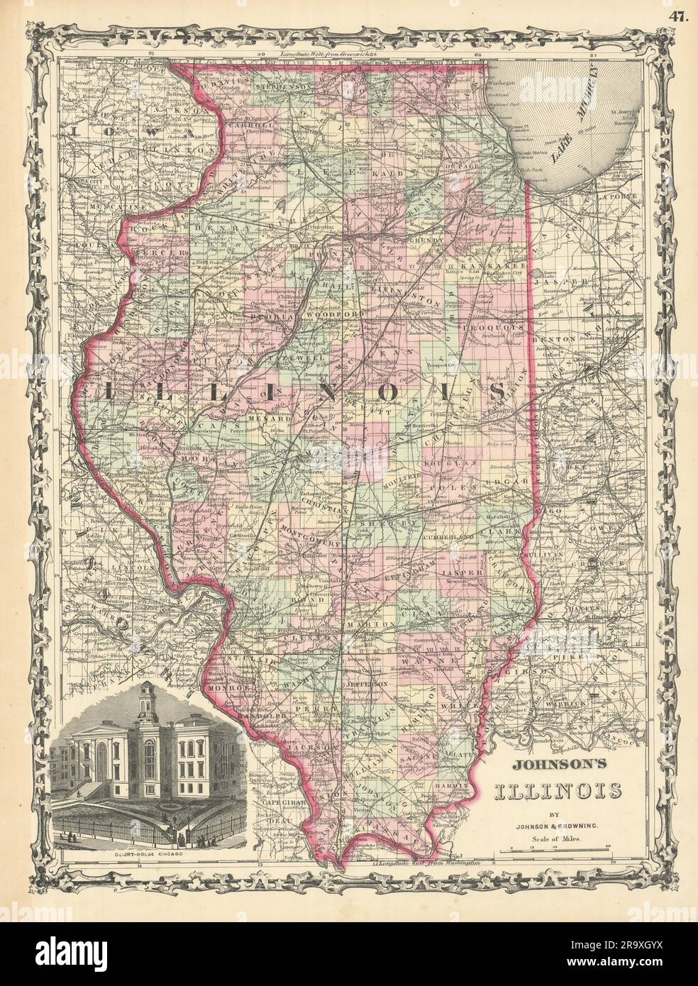 Illinois old map hi-res stock photography and images - Alamy