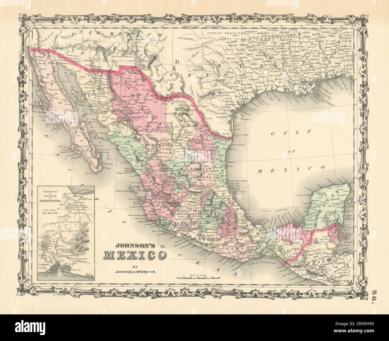Johnson's Mexico. States. Tehuantepec Isthmus 1861 old antique map plan ...