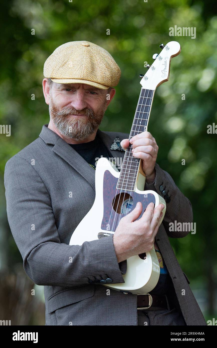 Paris, France. 29th June, 2023. Mathias Malzieu (Dionysos) pose pour une seance photo lors du ...