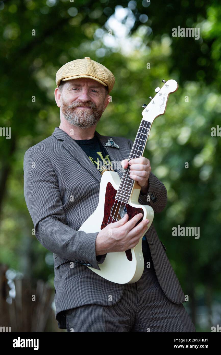Paris, France. 29th June, 2023. Mathias Malzieu (Dionysos) pose pour une seance photo lors du ...