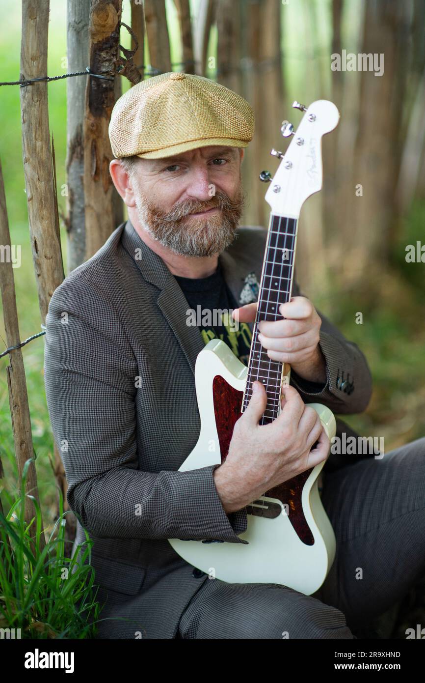 Paris, France. 29th June, 2023. Mathias Malzieu (Dionysos) pose pour une seance photo lors du ...