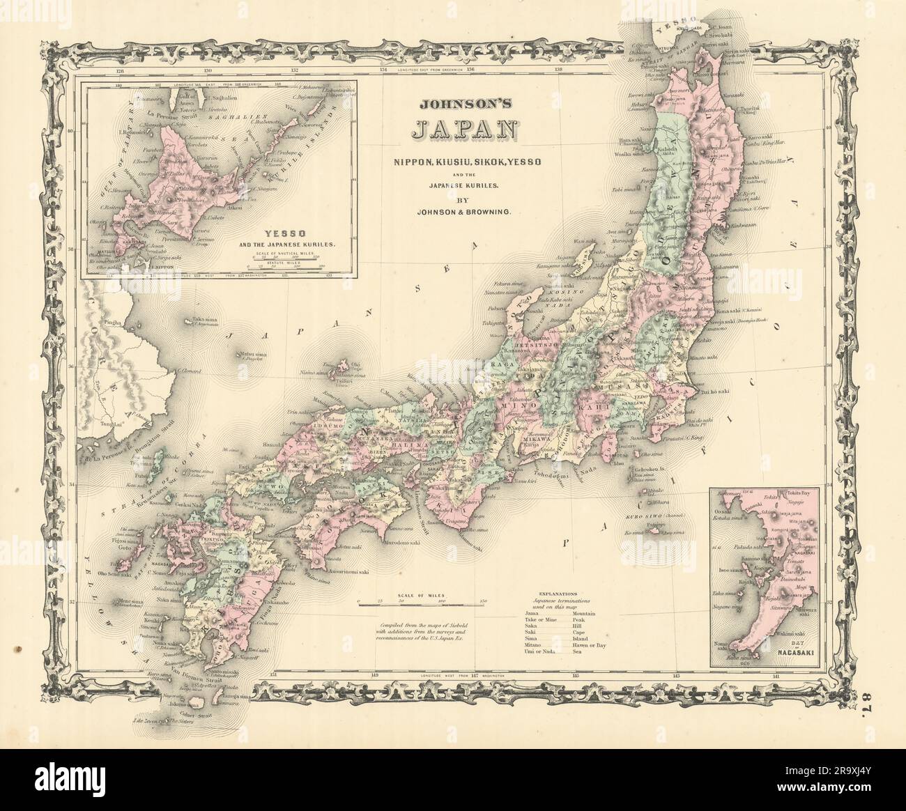 Johnson's Japan, Nippon, Kiusiu, Sikok, Yesso & Kuriles. Nagasaki Bay ...