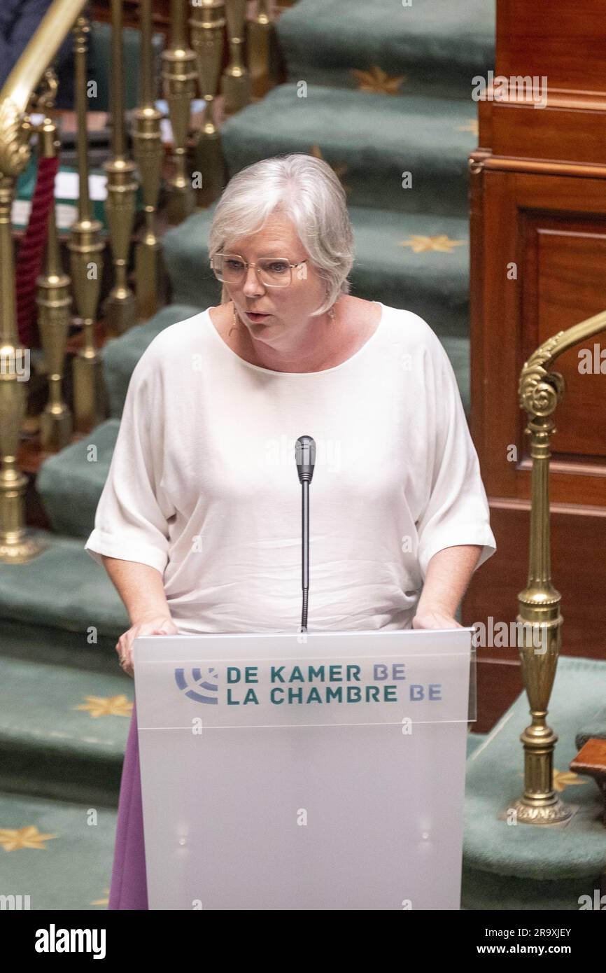 Brussels, Belgium. 29th June, 2023. CD&V's Leen Dierick pictured during ...