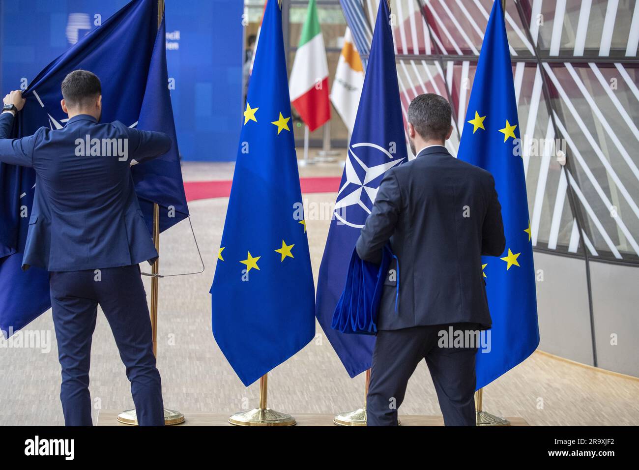 Nato headquarters flags 2023 hi-res stock photography and images - Alamy