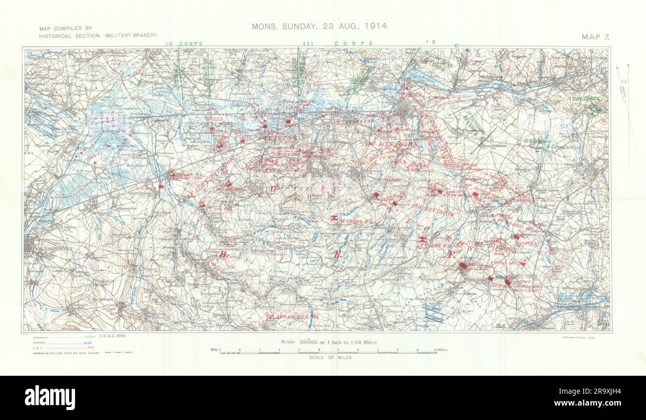 Mons, 23 Aug, 1914. Battle of Mons. First World War. 1933 old vintage ...