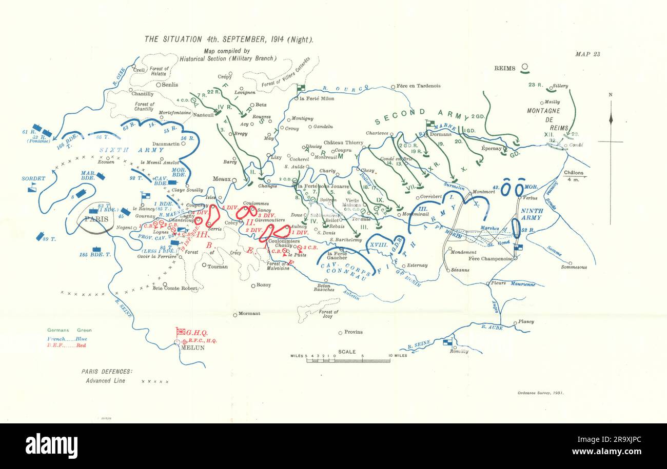Great Retreat. Western Front 4th September 1914 night. First World War ...