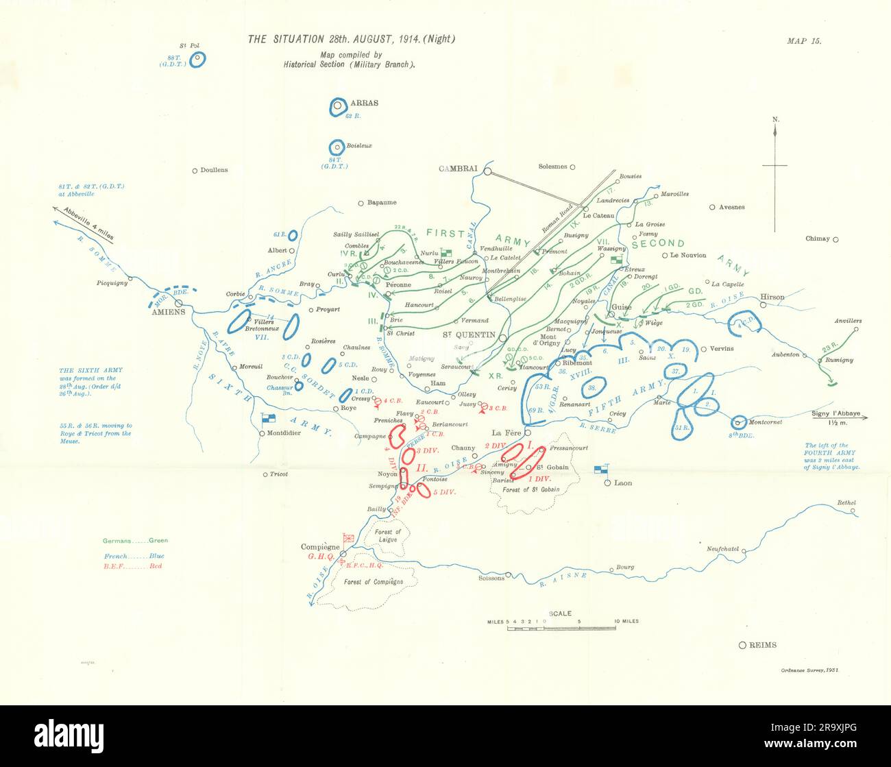 Great Retreat. Western Front 28th August 1914 night. First World War ...
