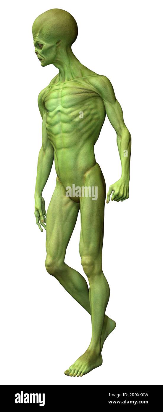 3D rendering of a green alien isolated on white background Stock Photo ...