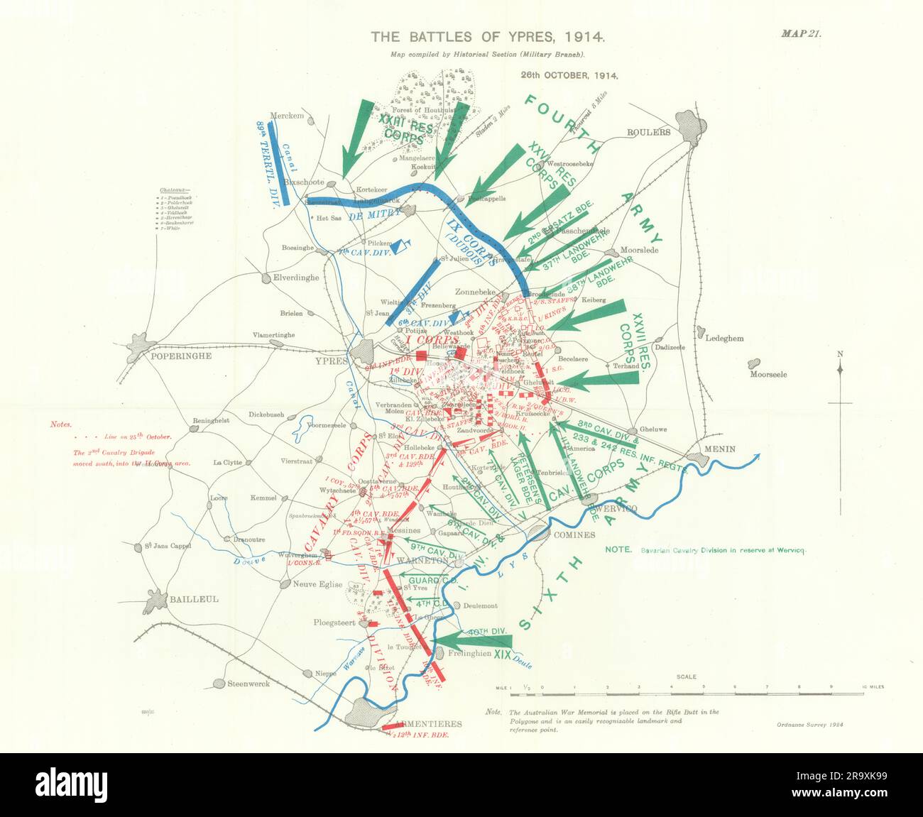 Battle of Ypres 1914. 26th October 1914. First World War. 1933 old ...