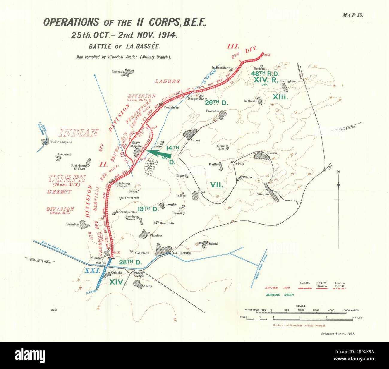 Battle of La Bassée, 25th Oct-2nd Nov 1914. II Corps Ops. WW1. 1933 old ...