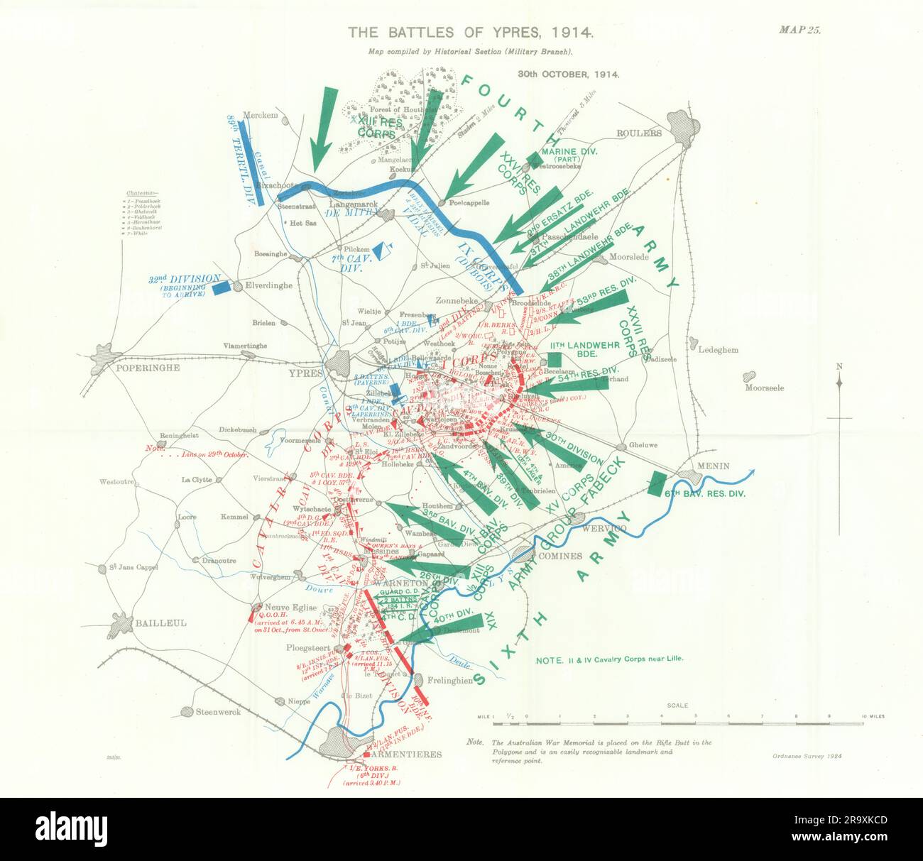 Battle of Ypres 1914. 30th October 1914. First World War. 1933 old ...