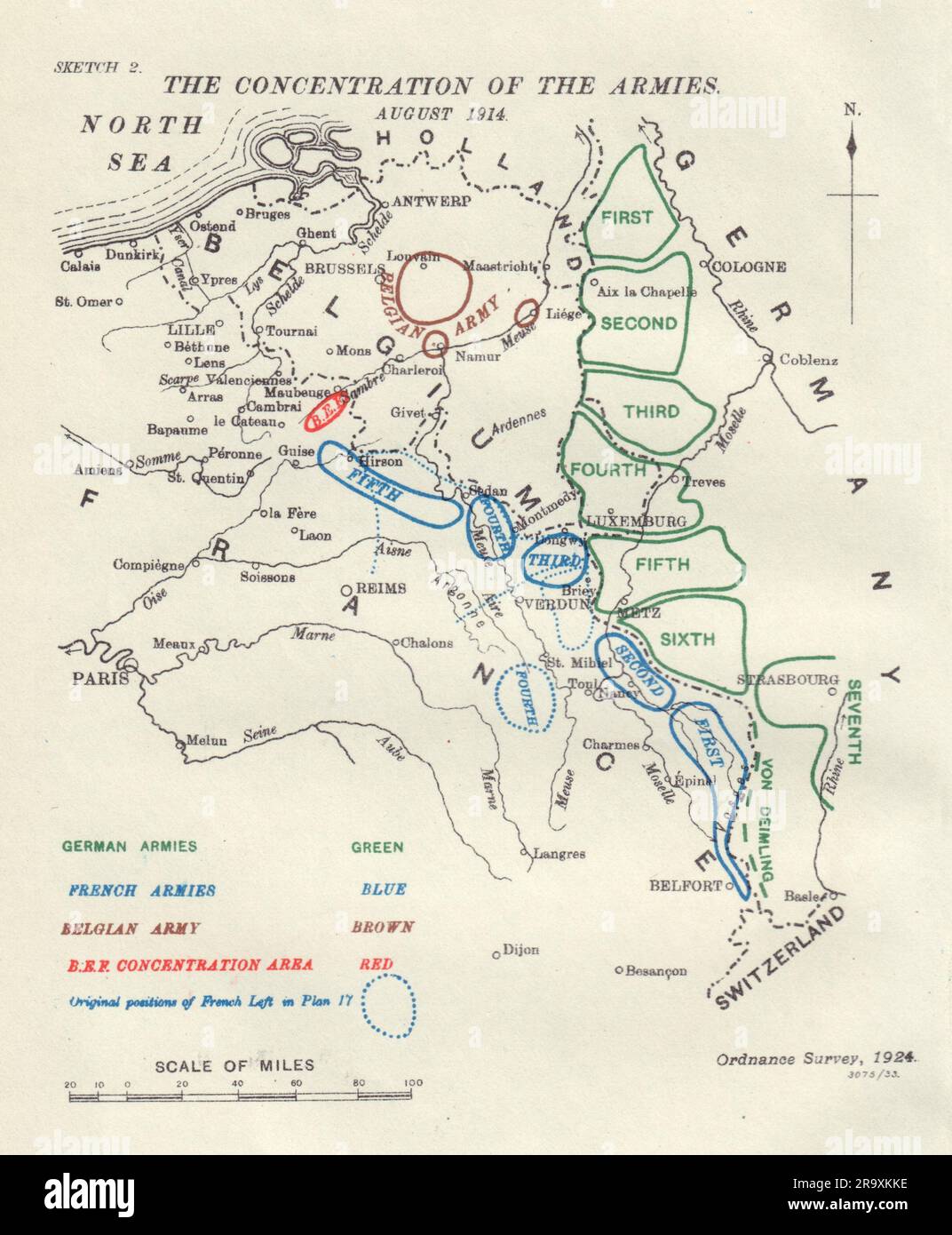 German French Belgian B.E.F Armies, August 1914. First World War. 1933 ...