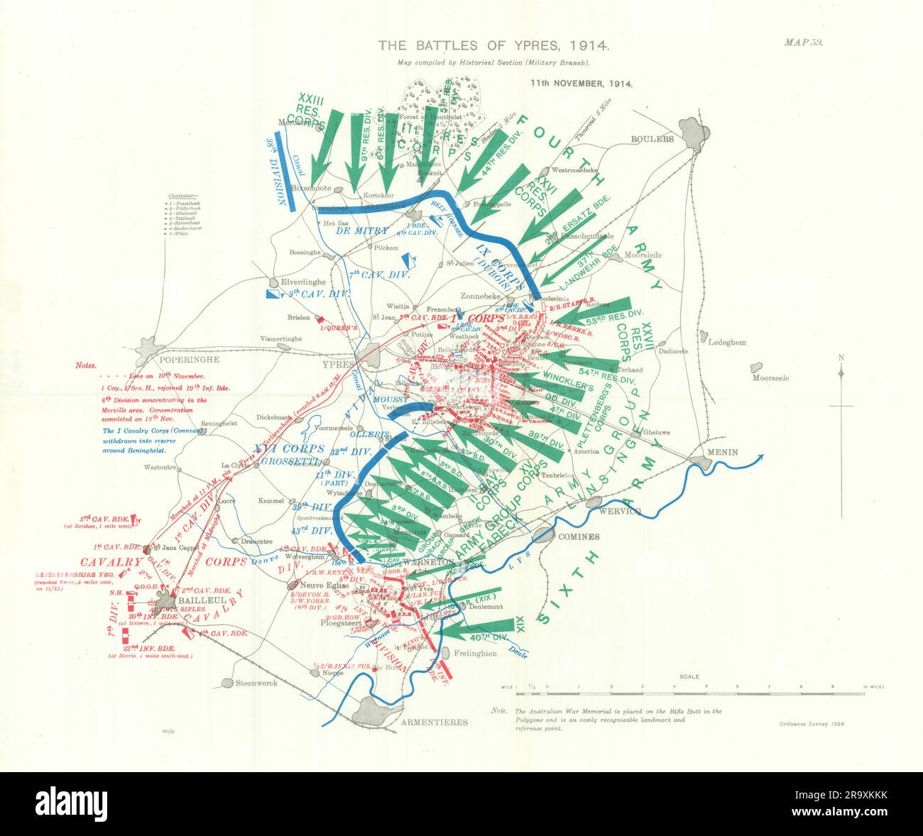 Battle of Ypres 1914. 11th November, 1914. First World War. 1933 old ...