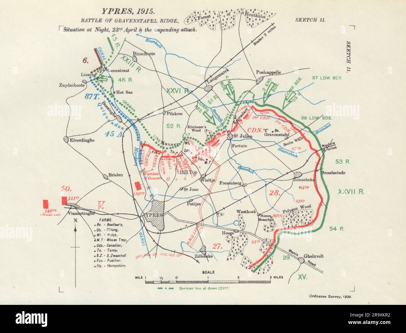 Battle of Gravenstafel Ridge. Night 23rd April 1915. Ypres. WW1. 1927 ...
