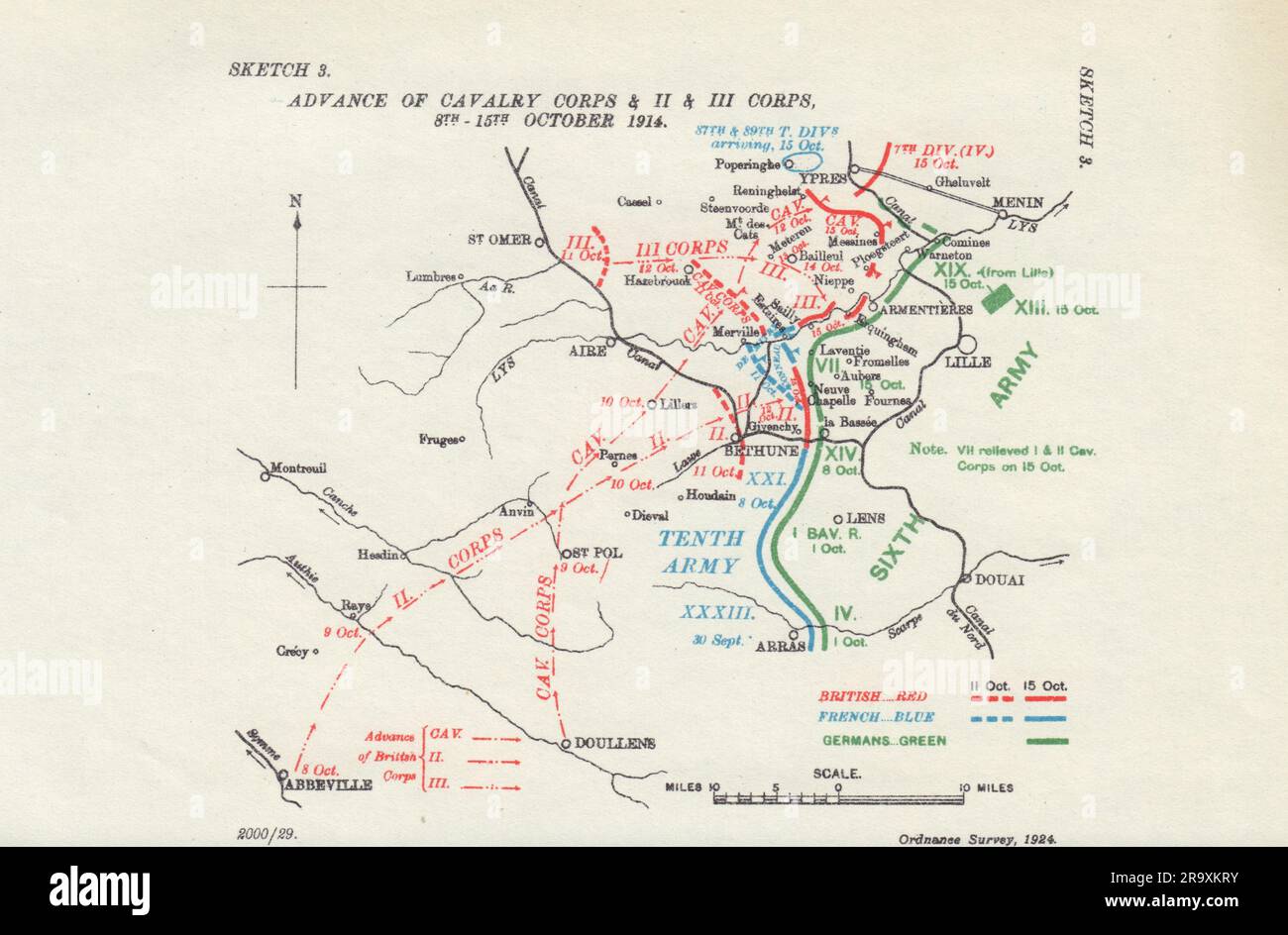 Cavalry, II & III Corps advance, 8-15th October 1914. First World War ...