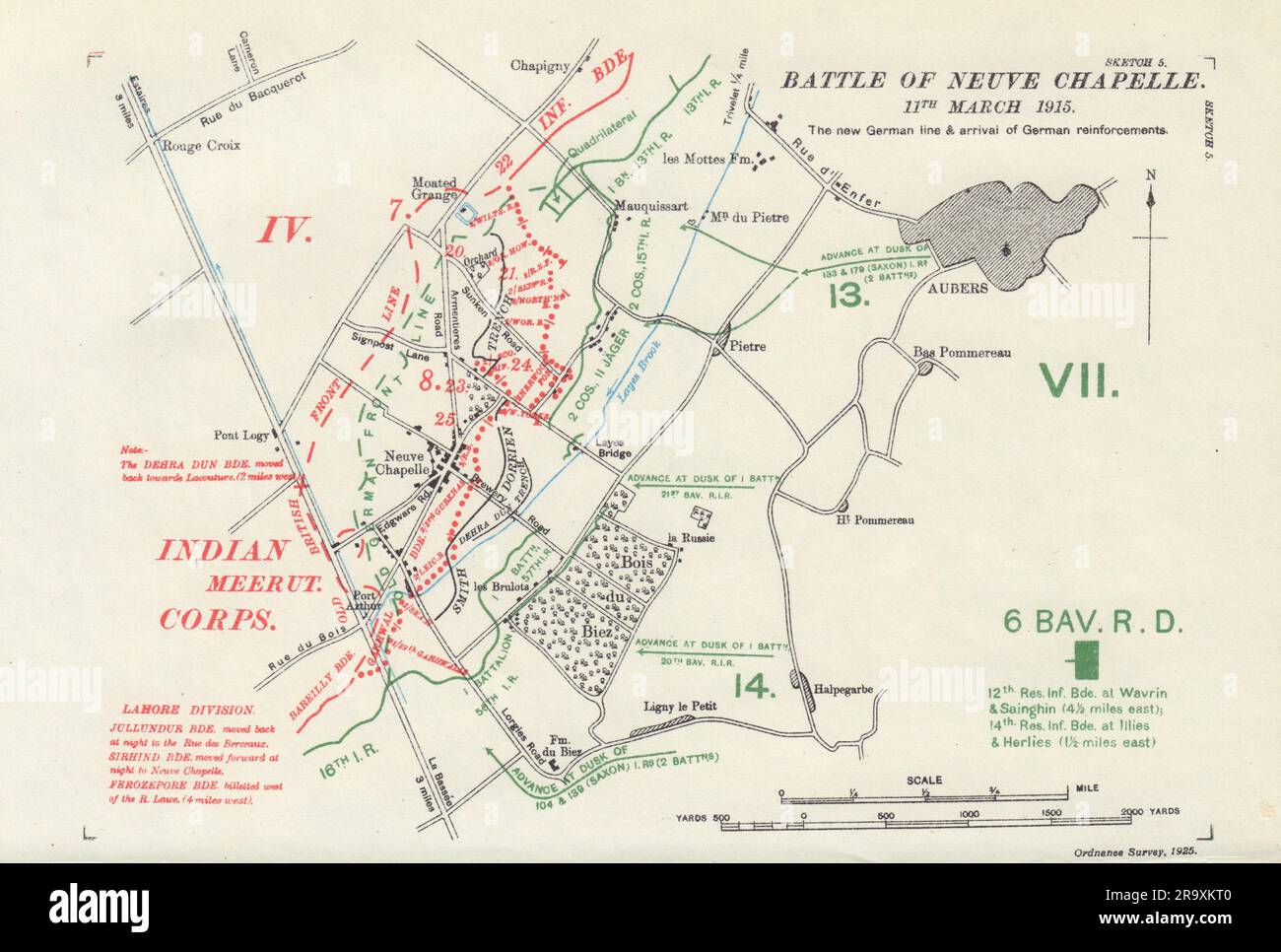 Battle of Neuve Chapelle 11th March 1915. New German line. WW1 Trenches ...