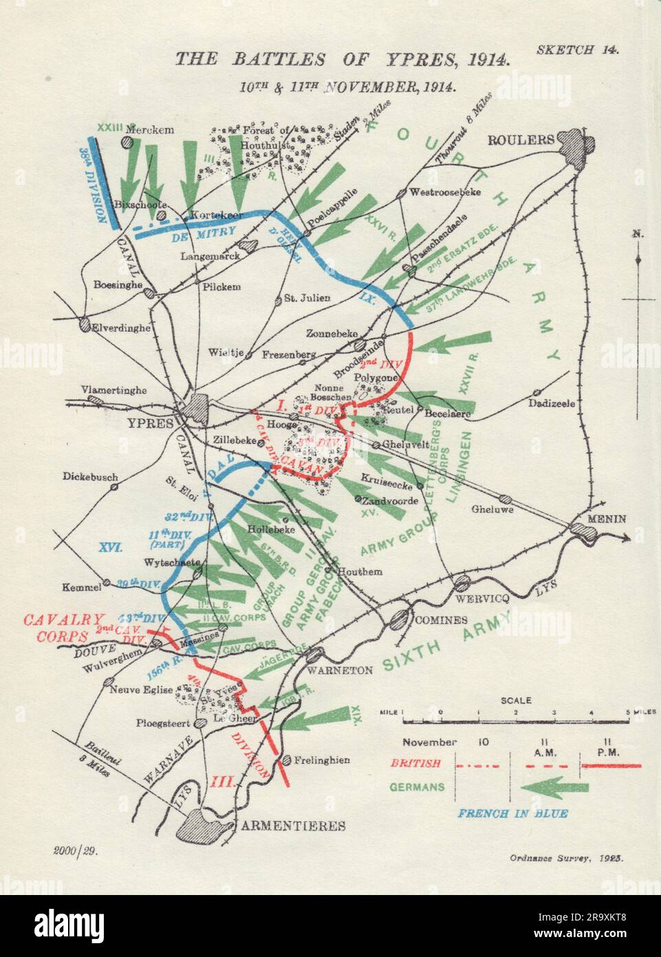 Battle of Ypres, 10th & 11th November, 1914. First World War. 1925 old ...