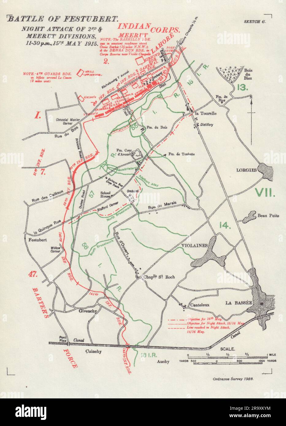 Battle of Festubert 11:30pm, 15th May 1915 night attack. WW1. Trenches ...