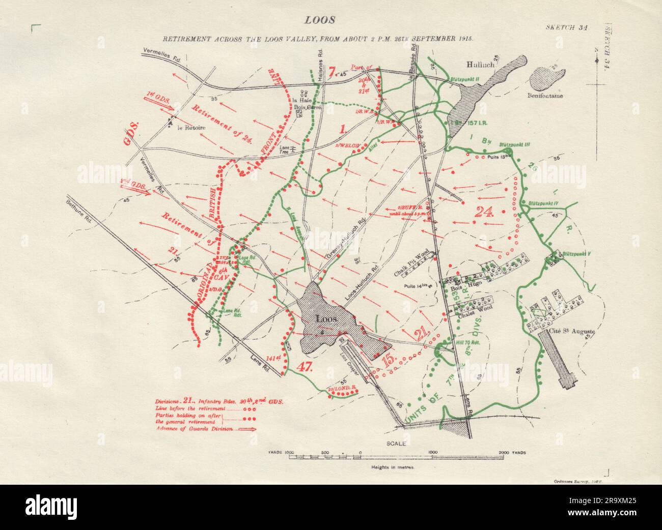 Battle of Loos, retirement from 2pm 26th September. 1915. WW1. Trenches ...