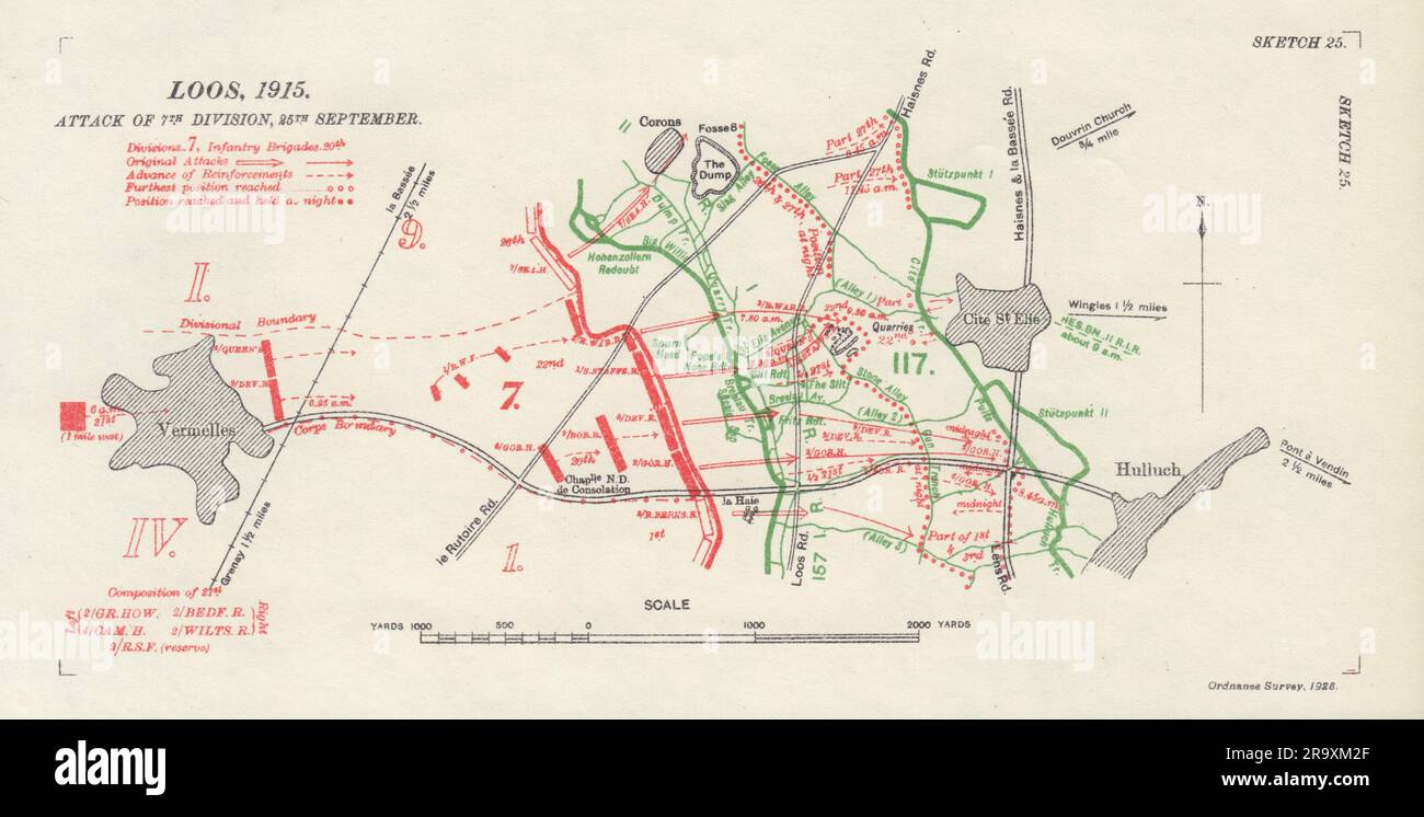 Battle of Loos, 7th Division attack, 25th September 1915. WW1. Trenches ...