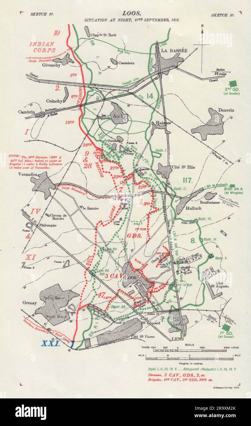 Battle of Loos, Situation at Night, 27th September 1915. WW1. Trenches ...