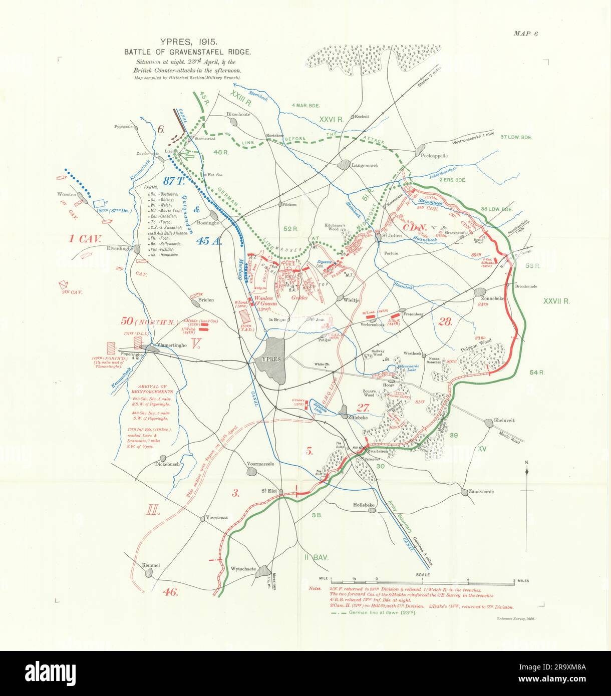Battle of Gravenstafel Ridge. Night 23rd April 1915. Ypres. WW1. 1928 ...