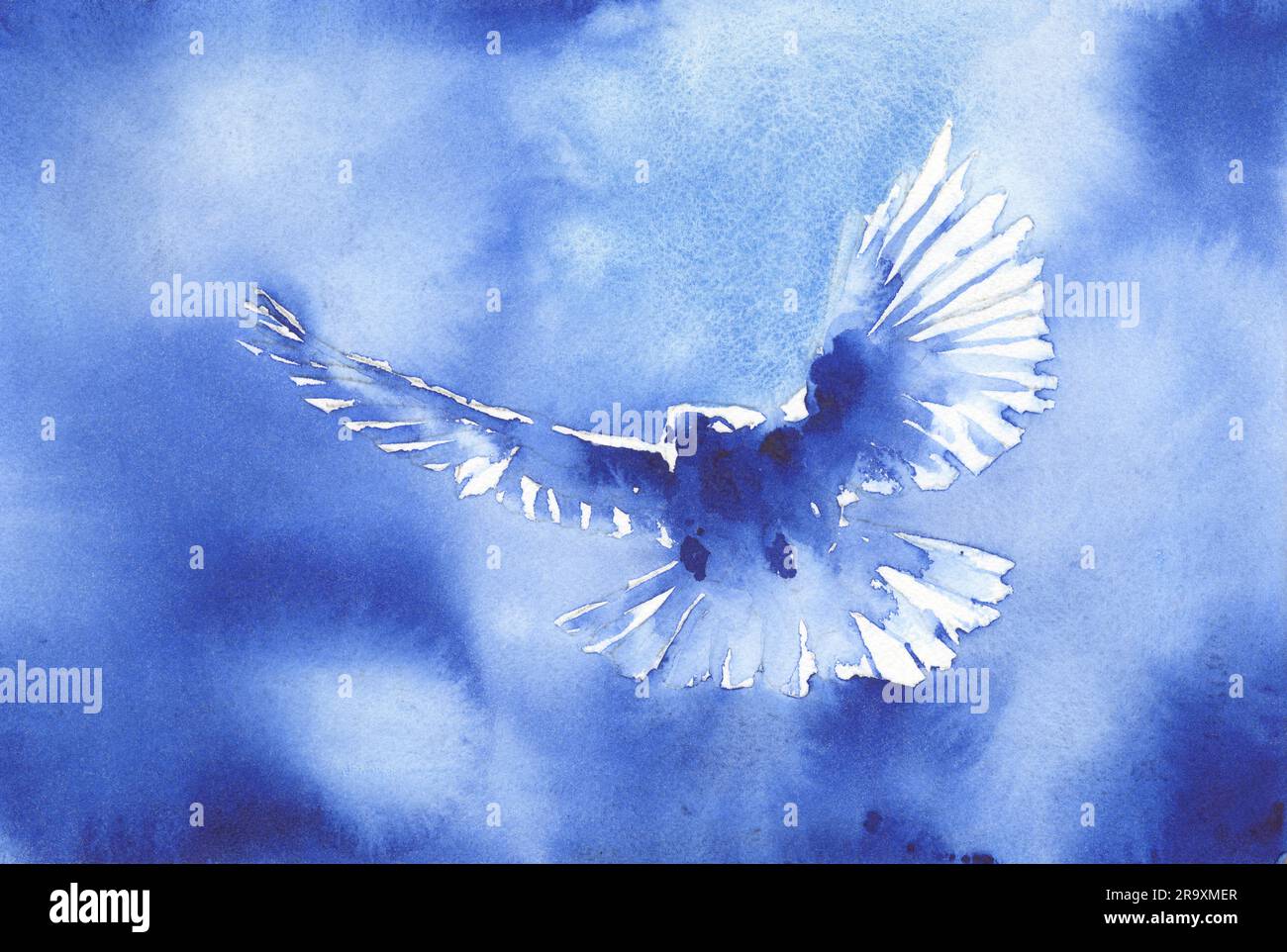 Colorful wall art white dove watercolor painting, trendy wall art ...