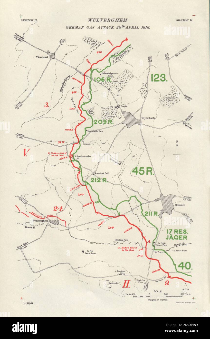 Wulverghem German Gas Attack 30th April 1916. First World War. 1932 old ...