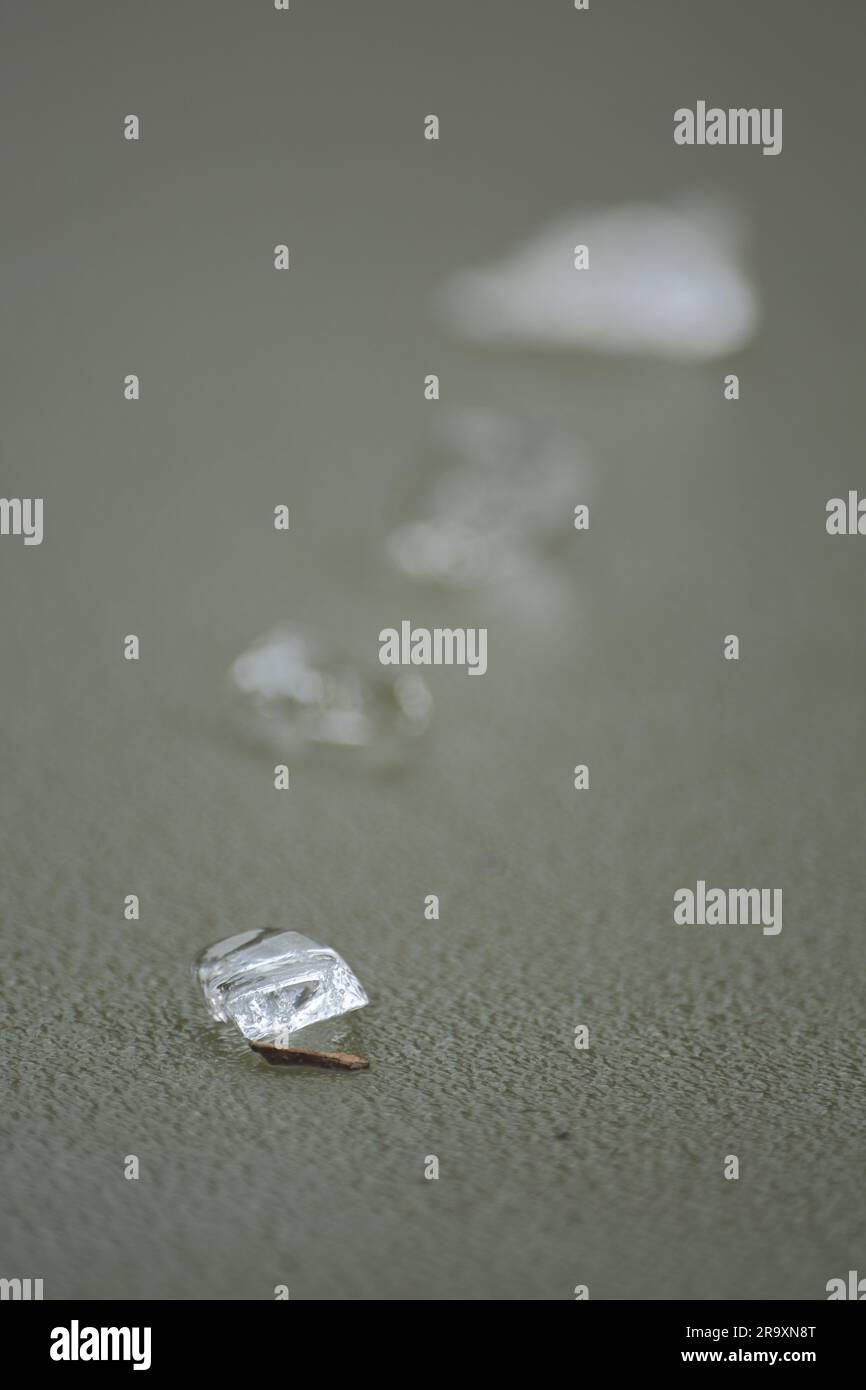 Transparent chunks of ice on frozen water surface Stock Photo - Alamy