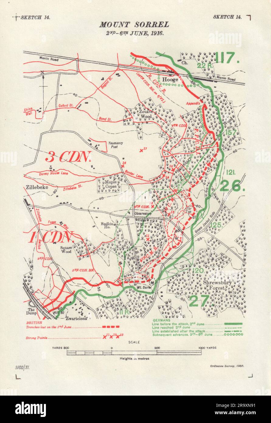 Battle of Mount Sorrel, 2nd-6th June 1916. First World War. Trenches ...